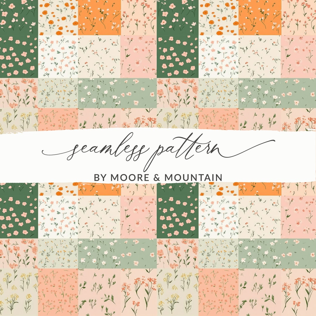Seamless Patchwork Pattern Floral Seamless Quilted Digital Background Patchwork Background PNG ...