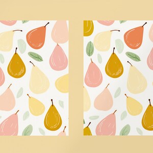 Seamless Pears Background, Modern Fruit Seamless Pattern, Cute Pears ...