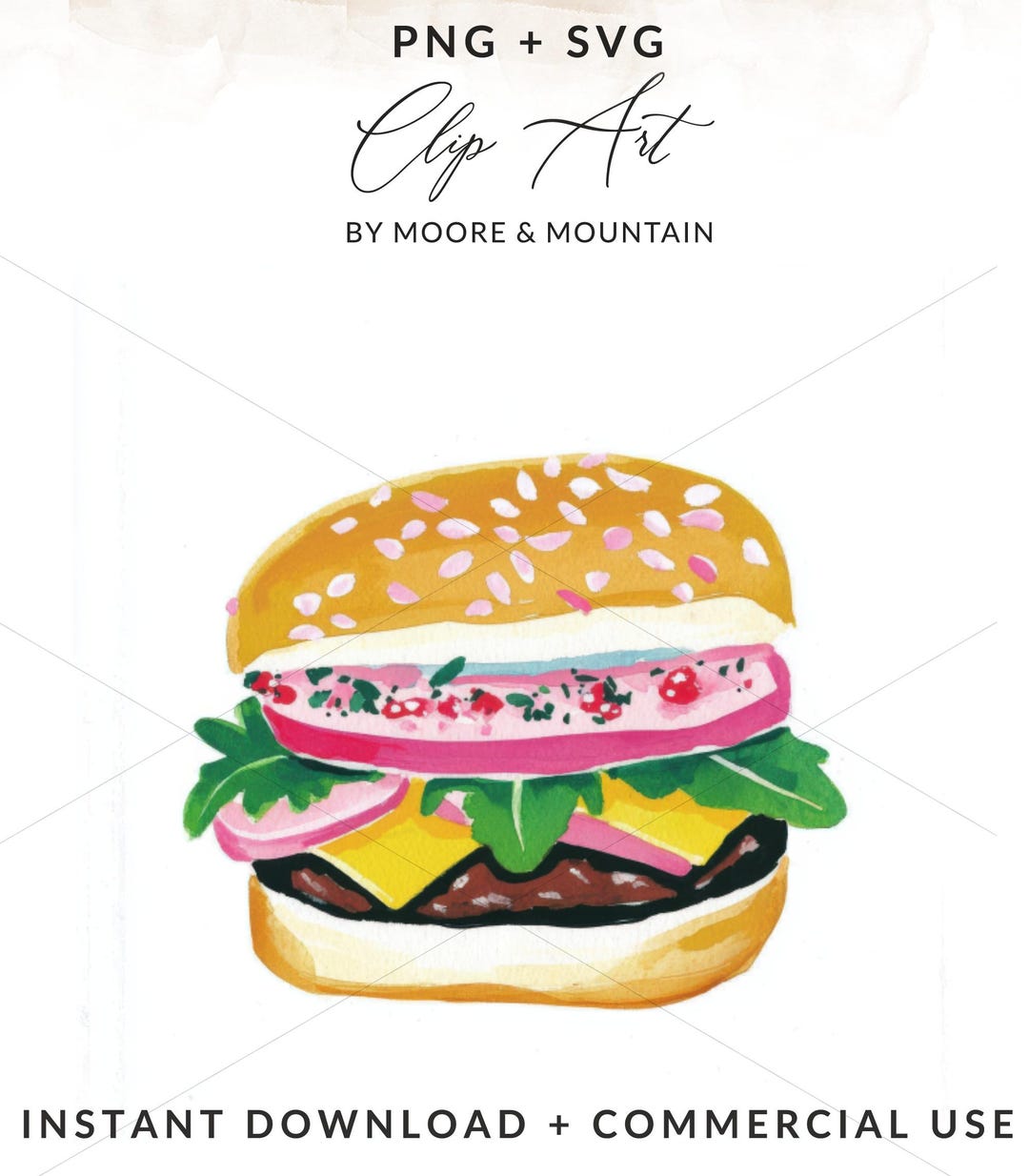 Preppy Hamburger Clip Art, Hamburger PNG SVG Files, Fast Food Clipart ...