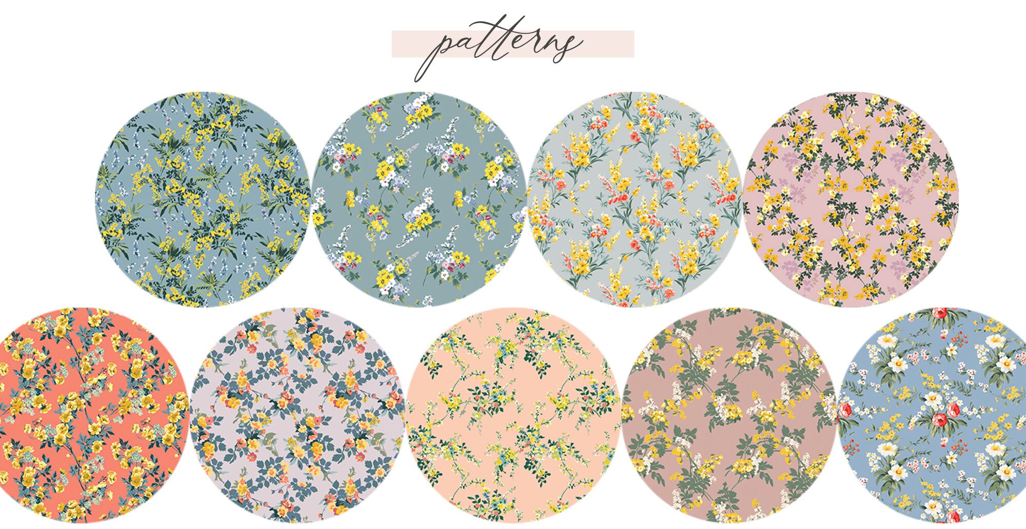 47 Vintage Ditsy Floral Pattern Set, Muted Color Ditsy Flower Patterns ...
