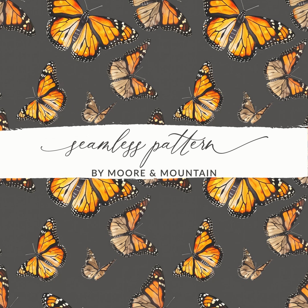 Seamless Monarch Butterflies Pattern, Repeating Monarch Butterfly ...