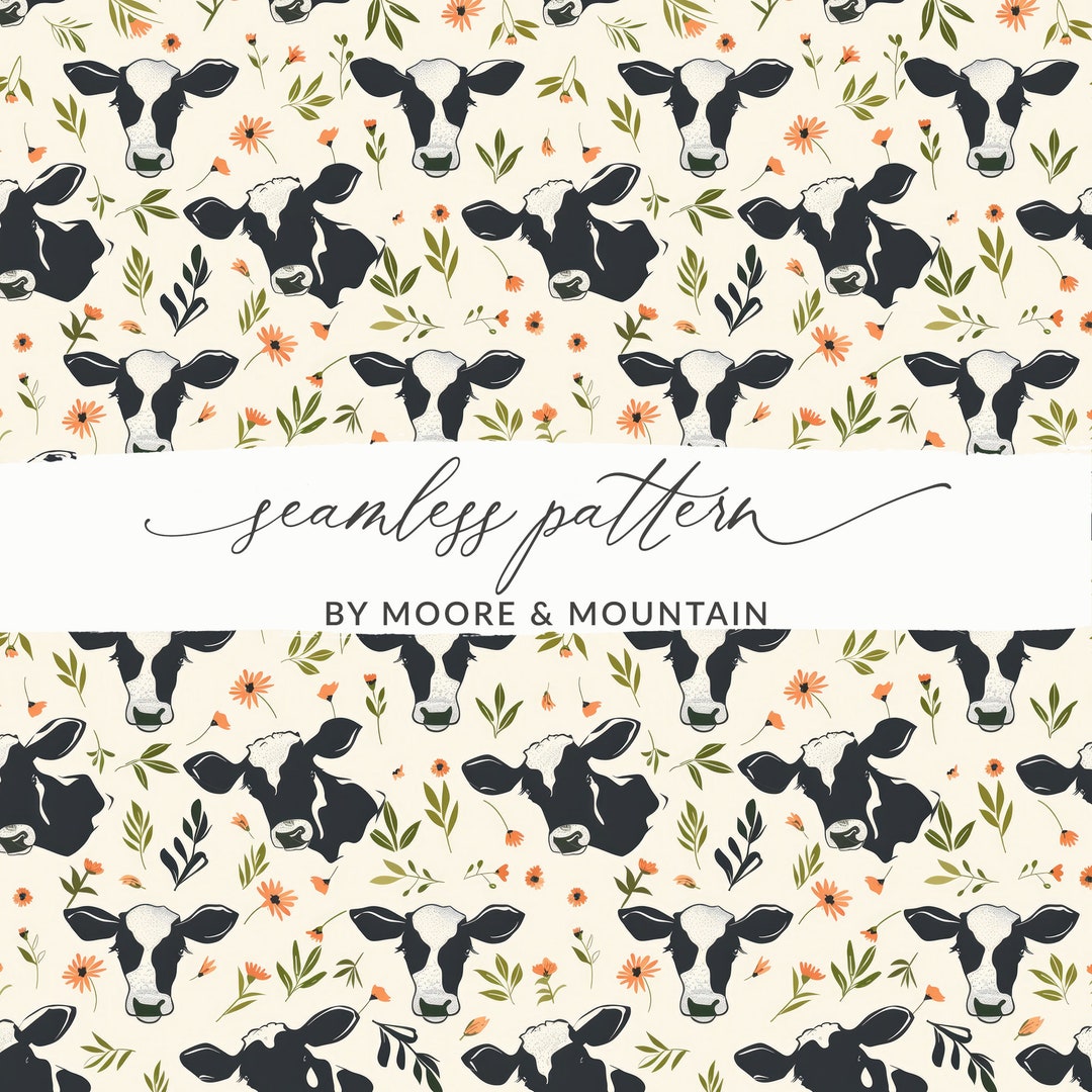 Seamless Cow Seamless Pattern, Black and White Dairy Cow Seamless ...