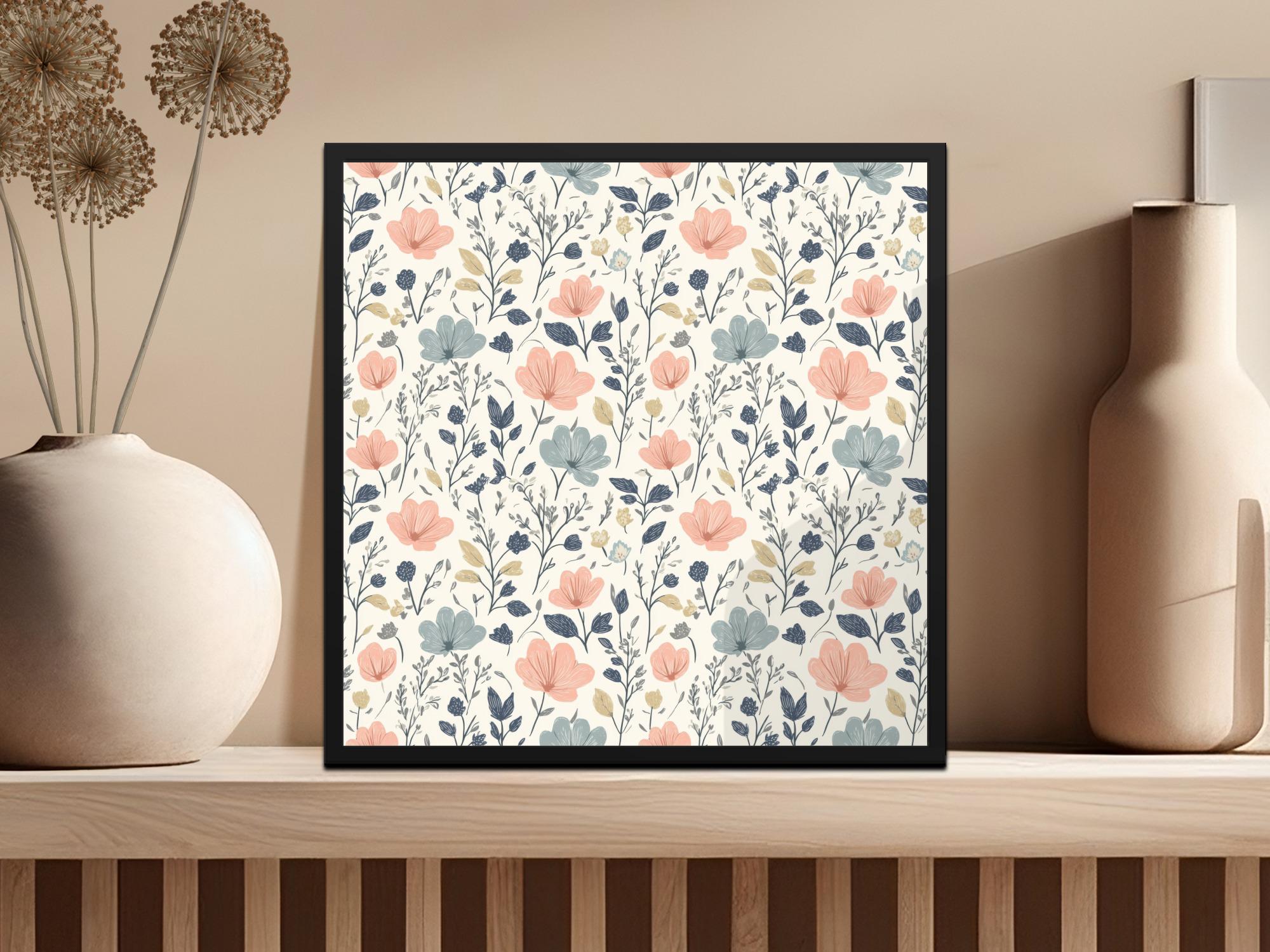 Floral Digital Seamless Pattern, Pink and Blue Flowers, Commercial Use ...