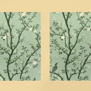 Sage Green Chinoiserie Floral Pattern, Seamless Green Chinoiserie ...