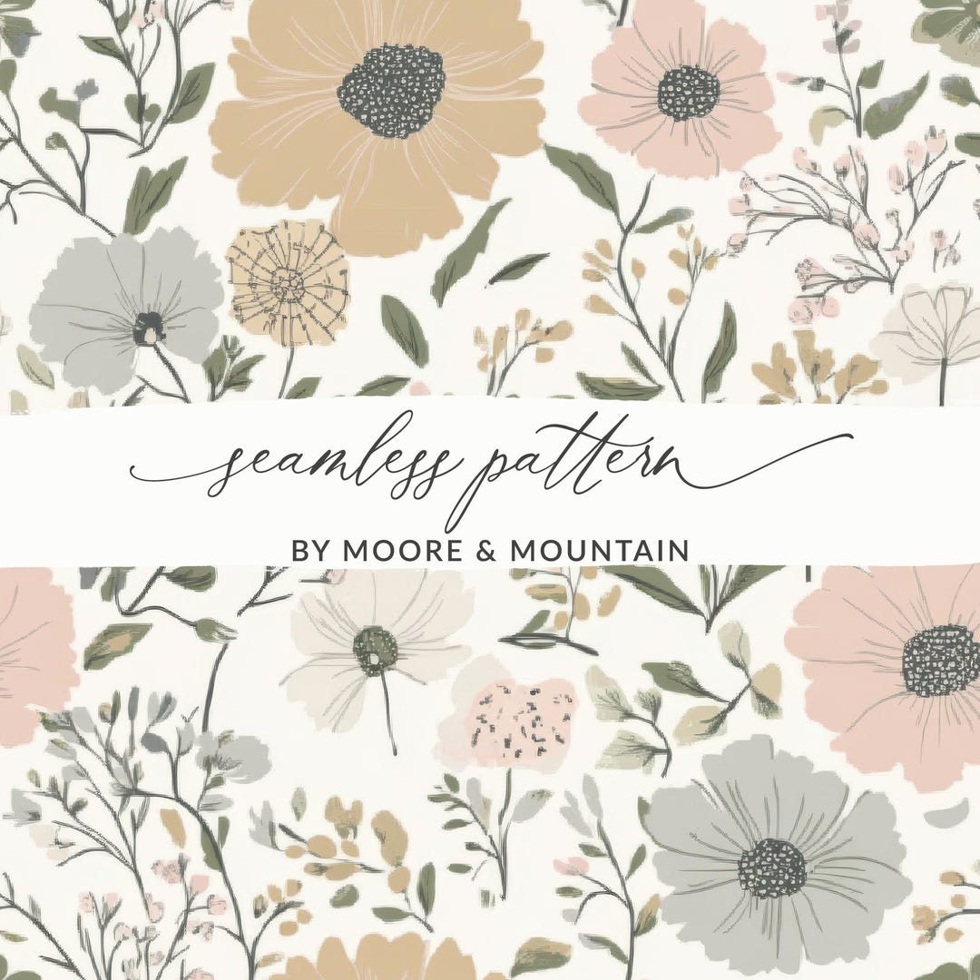 Floral Seamless Pattern Digital Paper, Botanical Print, Flower ...