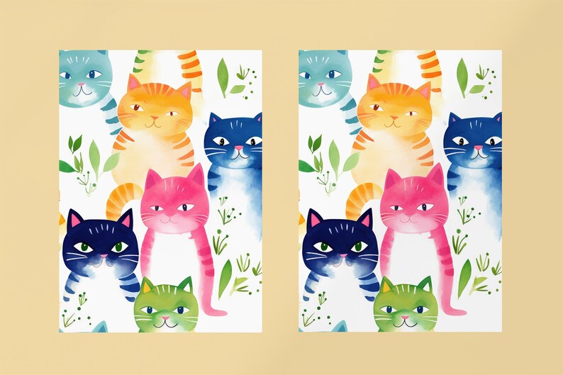 Kitty Background, Seamless Kitten Background File, Neon Cats Pattern ...