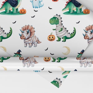 Halloween Seamless Background, Funny Fall Dinosaur Pattern, Cute ...
