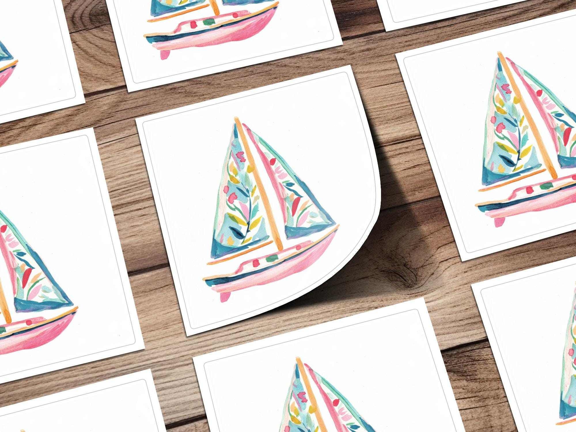 Preppy Sailboat Clip Art, Boat Clipart PNG SVG, Floral Sailboat ...
