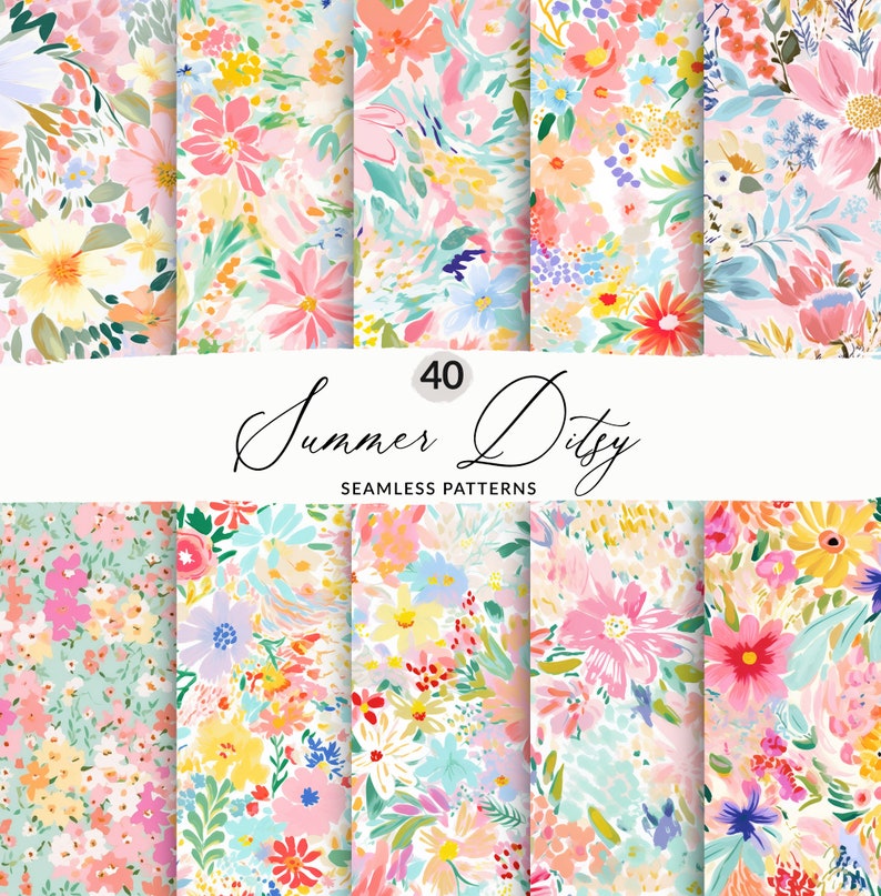 40 Summer Ditsy Floral Patterns, Seamless Preppy Floral Patterns ...