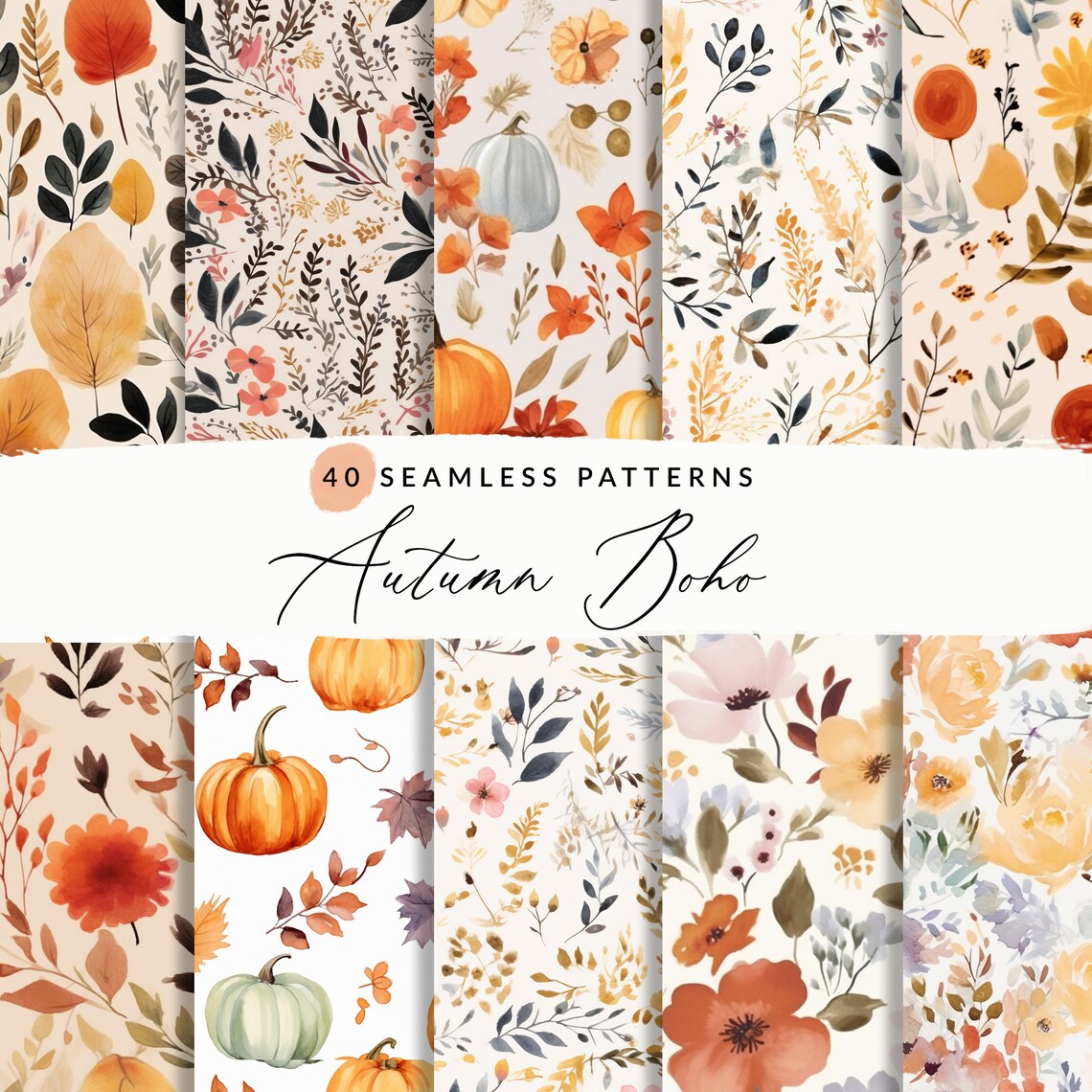 Seamless Autumn Boho Pattern Boho Fall Backgrounds Seamless - Etsy