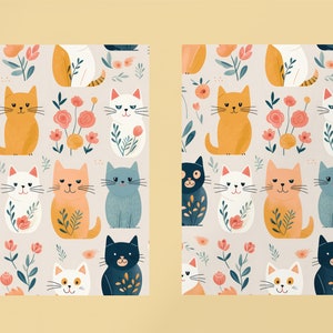 Quirky Cats Digital Paper, Seamless Cats Background, Cute Cats Pattern ...