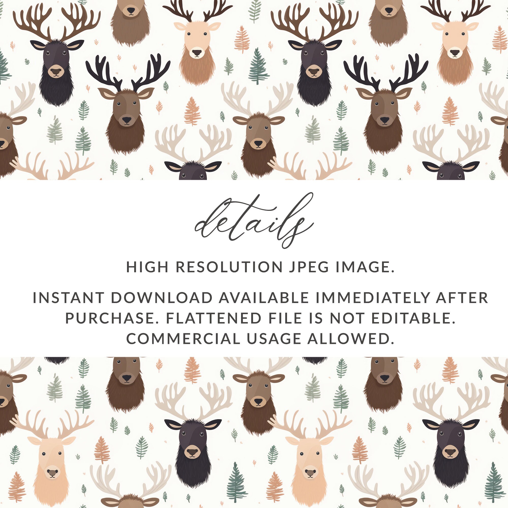 Seamless Moose Pattern Cute Moose Pattern Repeating Moose - Etsy