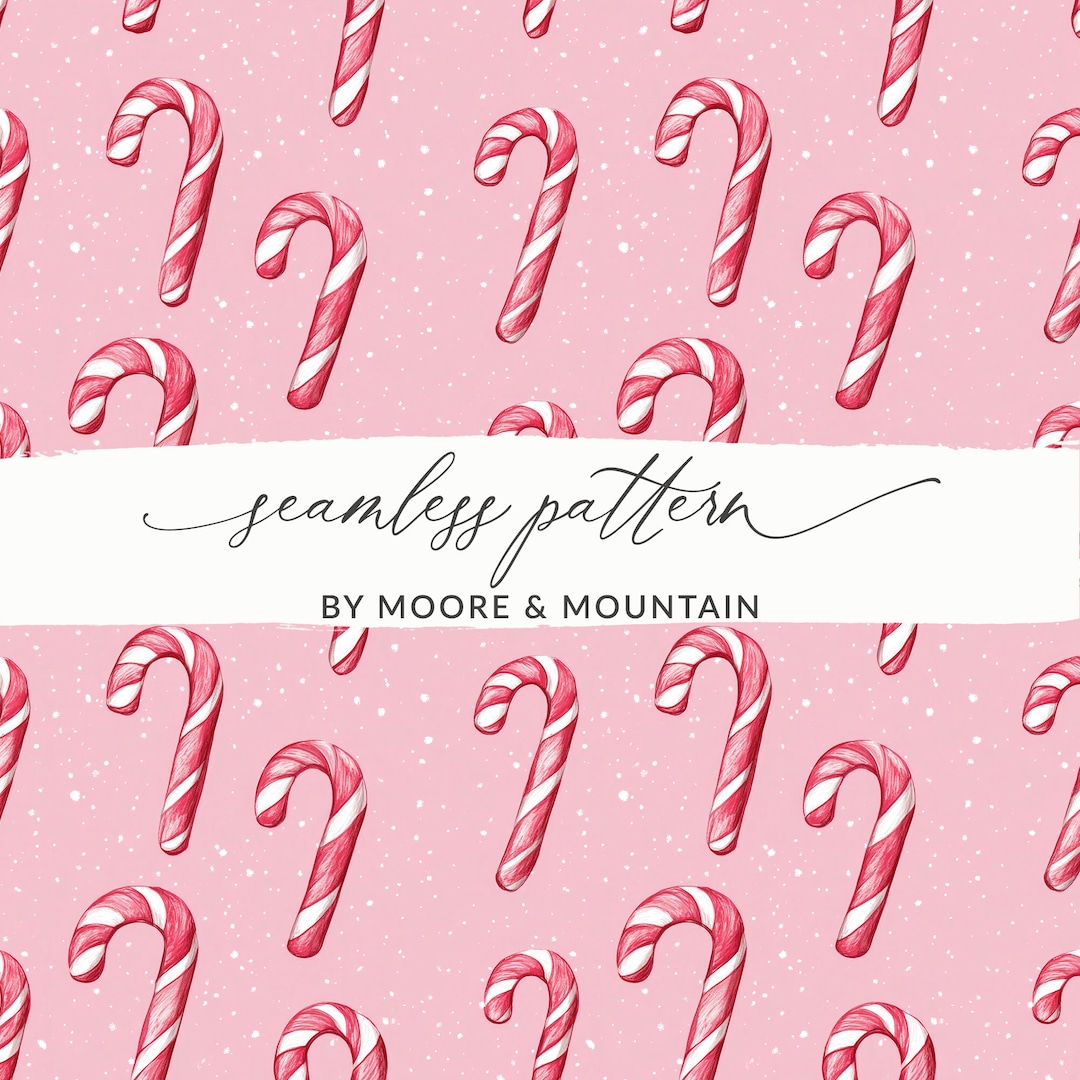 Pink Candy Canes Seamless Background Pattern Pink Christmas Pattern PNG ...
