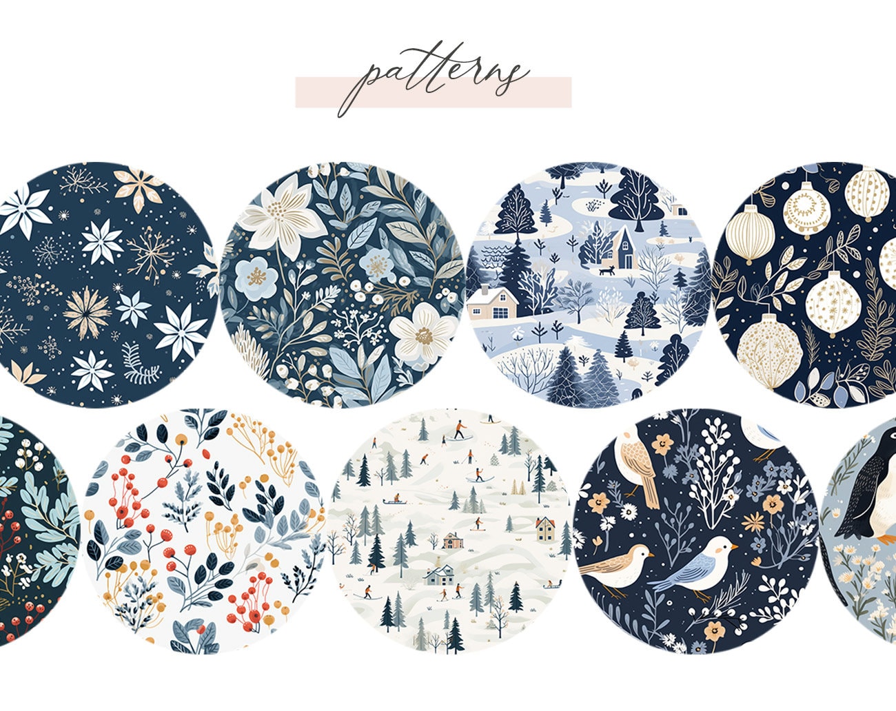 32 Seamless Cute Winter Animals Seamless Backgrounds, Blue Winter ...