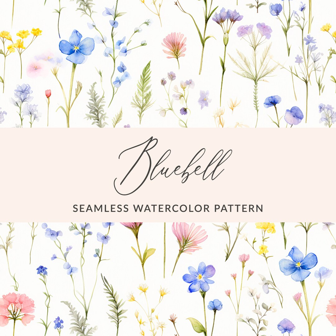Watercolor Wildflowers Seamless Pattern, Watercolor Meadow Background ...