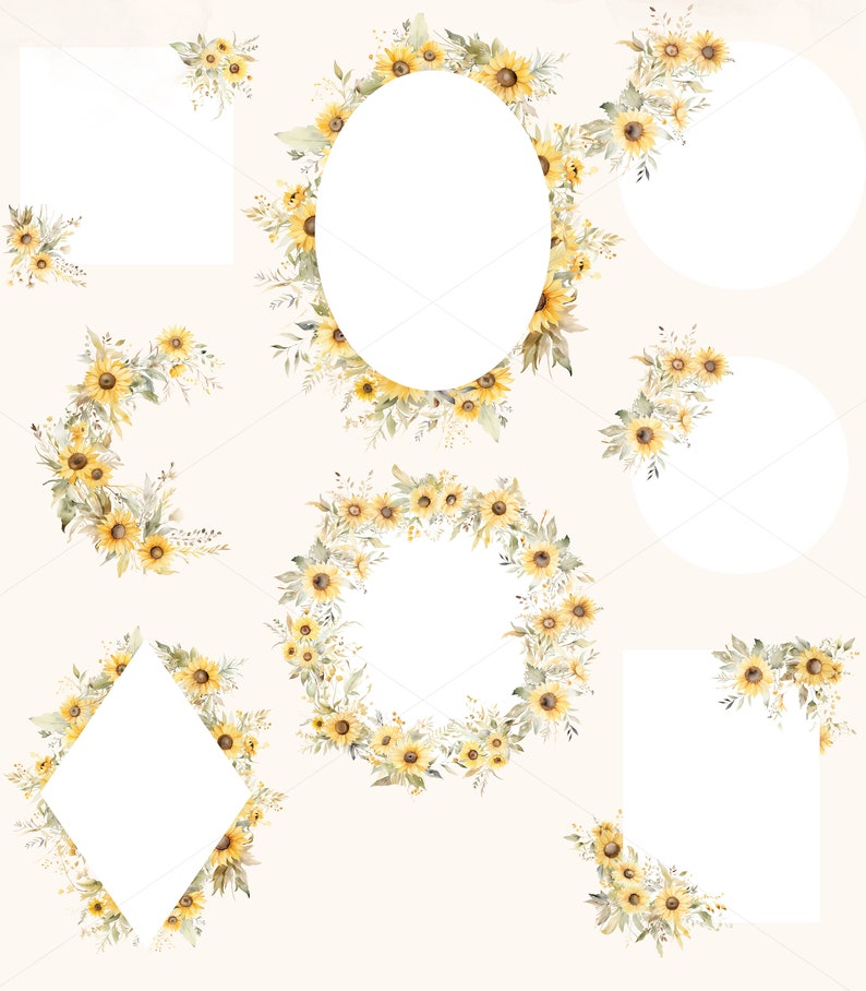 Sunflower Frames Clipart Sunflower Frames Backgrounds, Boho Sunflower ...