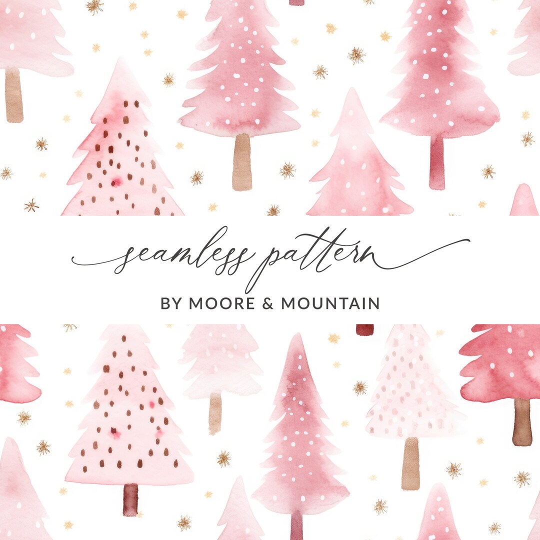 Pink Christmas Tree Seamless Pattern, Seamless Pink Christmas Tree ...