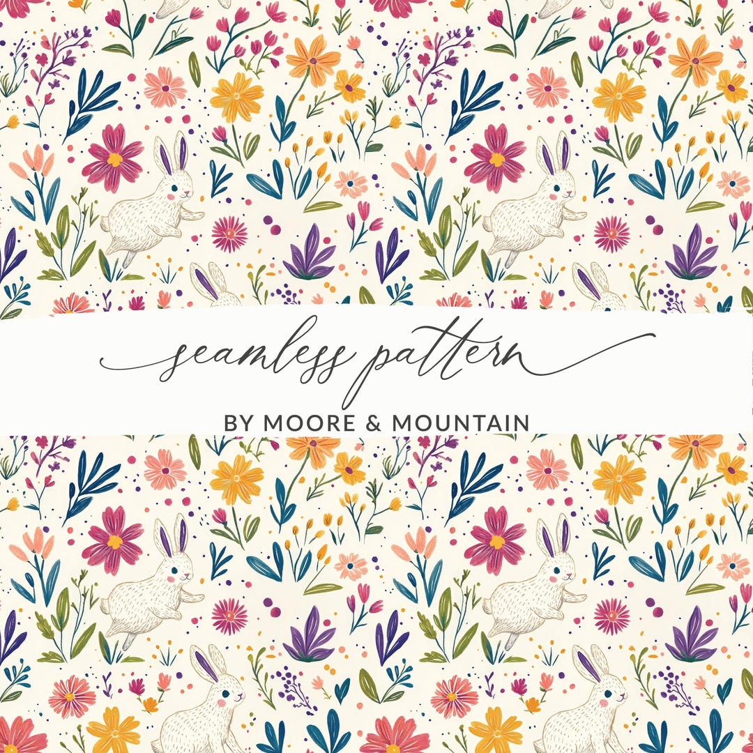 Cute Spring Bunny Seamless Background Pattern Easter Bunny Background ...