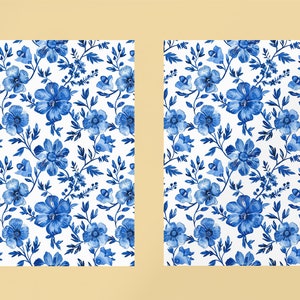 Dainty Blue Floral Seamless Blue Wedding Dainty Vine and Flowers ...