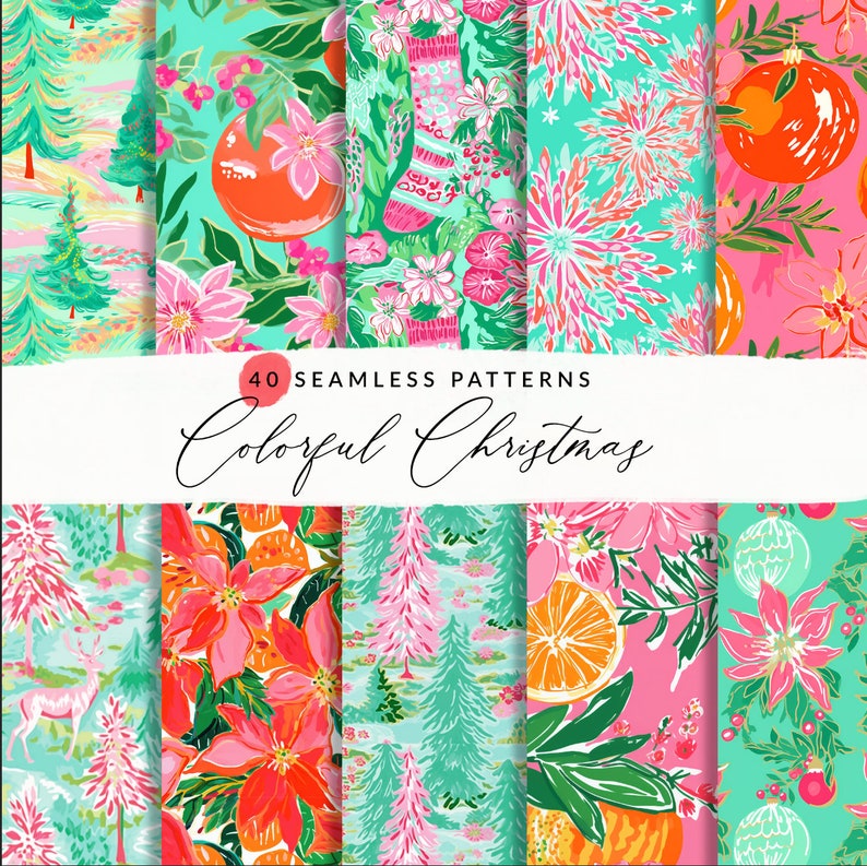 40 Colorful Christmas Seamless Patterns Vibrant Christmas - Etsy