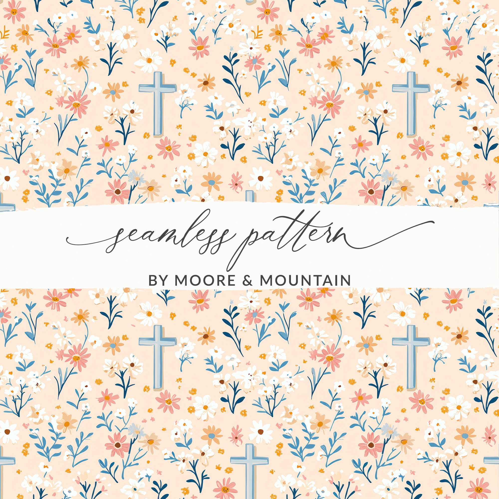 Cute Christian Cross Background Pattern, Spring Easter Cross Pattern ...