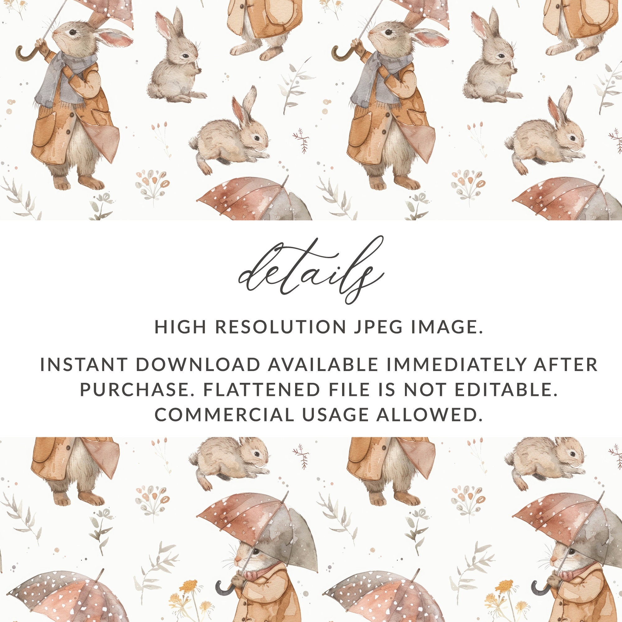 Vintage Rabbit Pattern, Vintage Bunny Seamless Pattern, Spring Rabbit ...