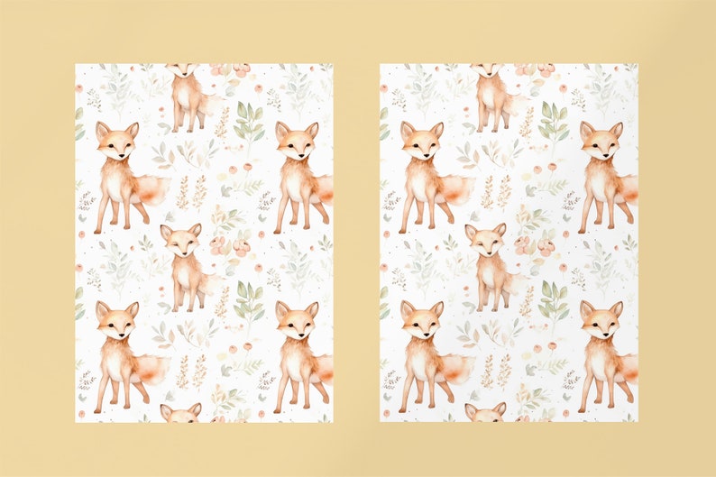 Cute Baby Fox Seamless Pattern, Watercolor Foxes Seamless Background ...
