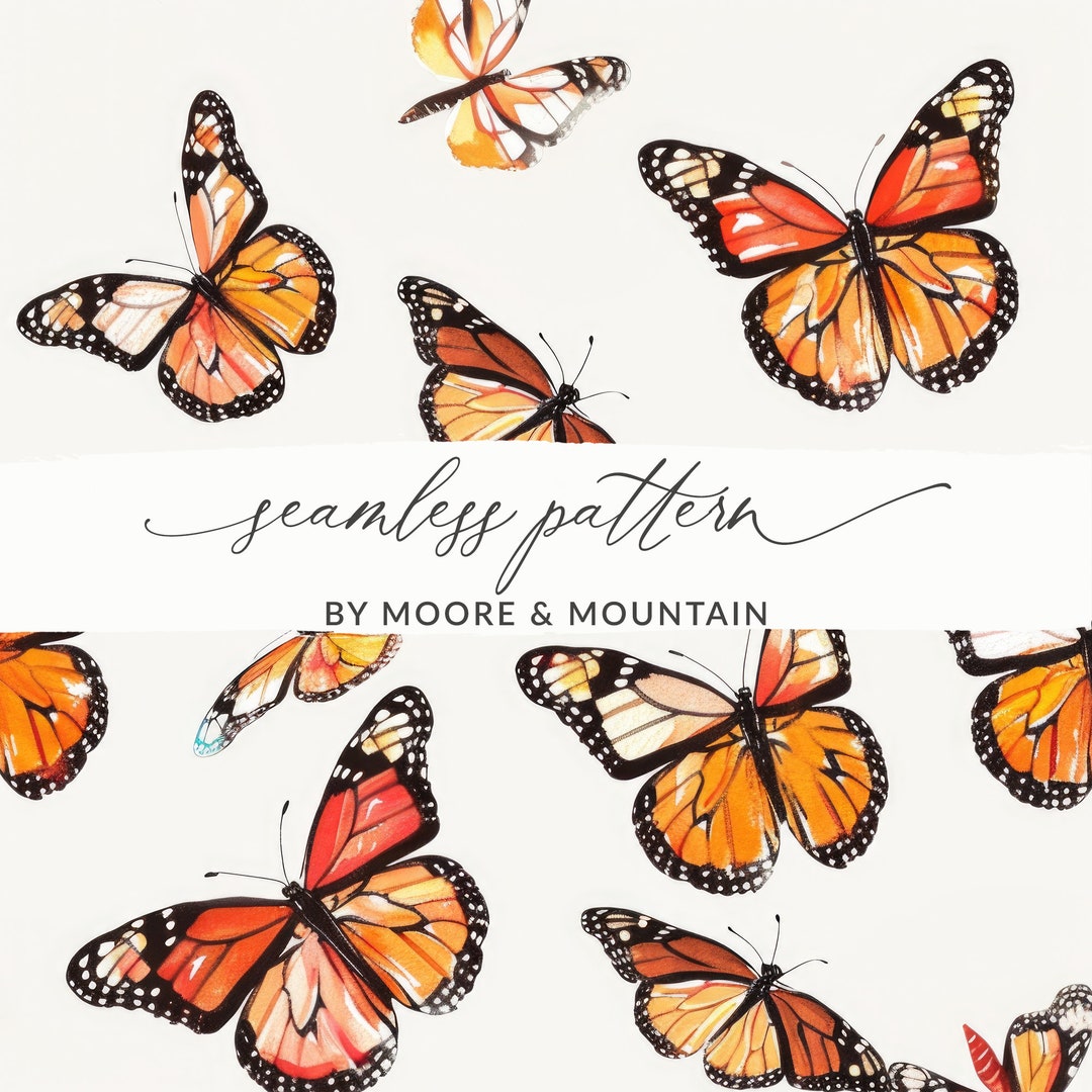 Seamless Monarch Butterflies Pattern, Repeating Monarch Butterfly ...