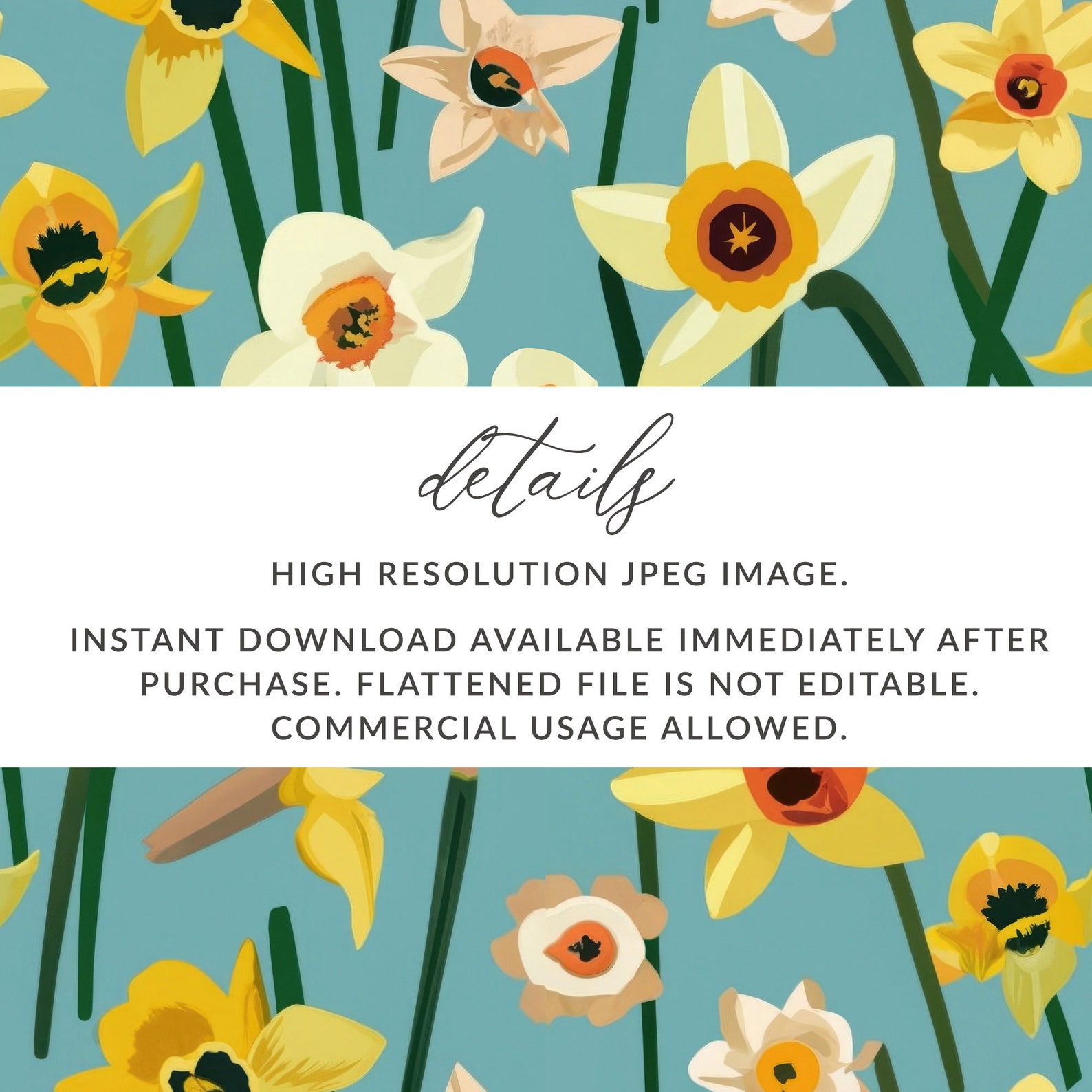 Hand Drawn Daffodils Pattern Spring Daffodils Repeating Pattern, Modern ...