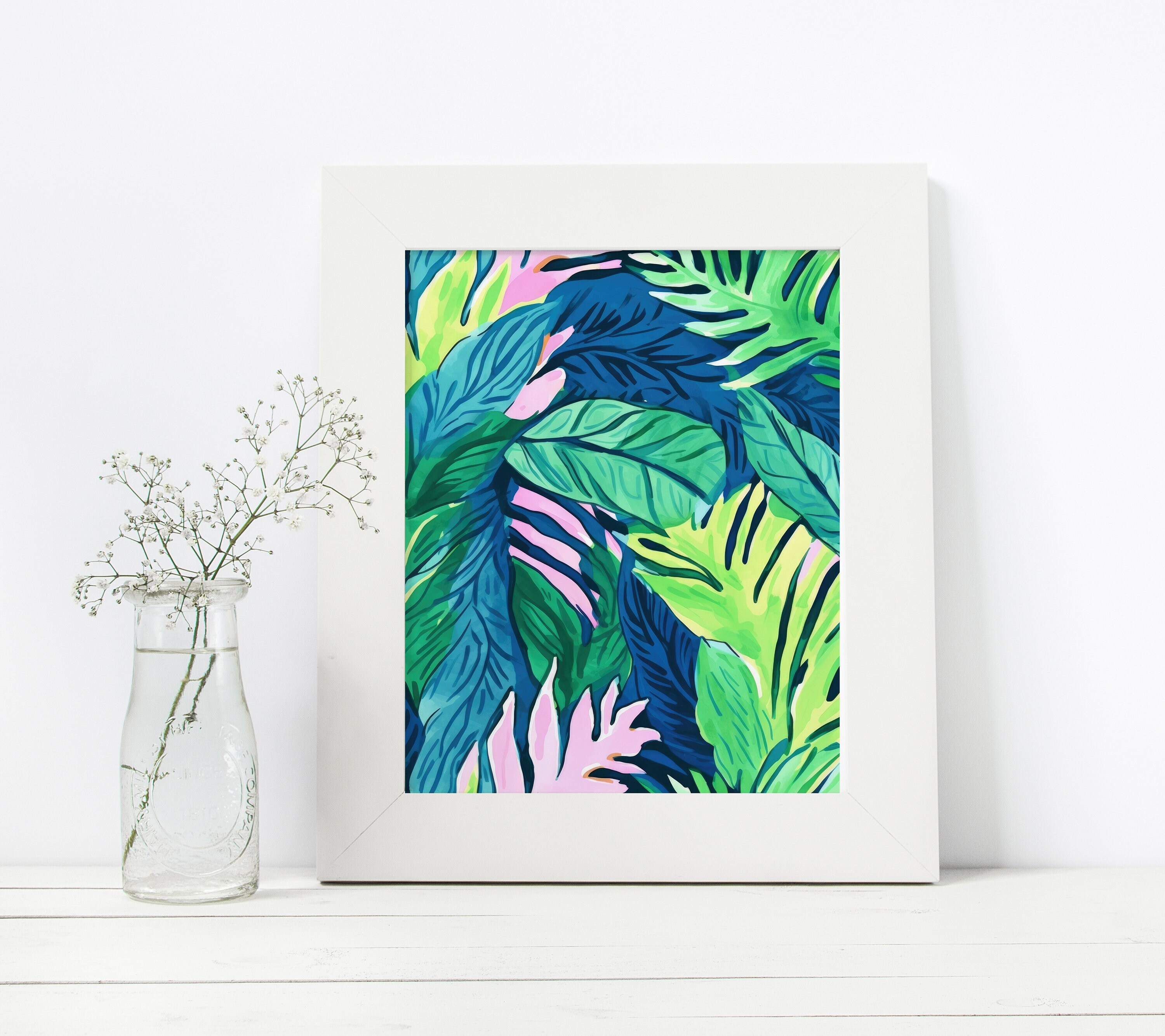 Seamless Tropical Leaves Pattern, Palm Tree Texture Seamless Preppy ...