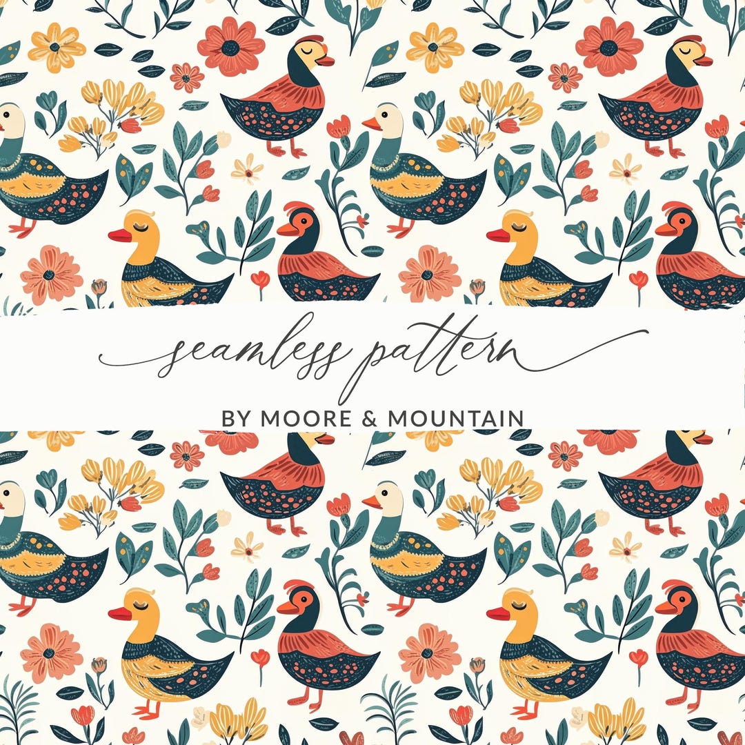 Duck Seamless Modern Pattern Cute Ducks, Quirky Birds Repeating ...