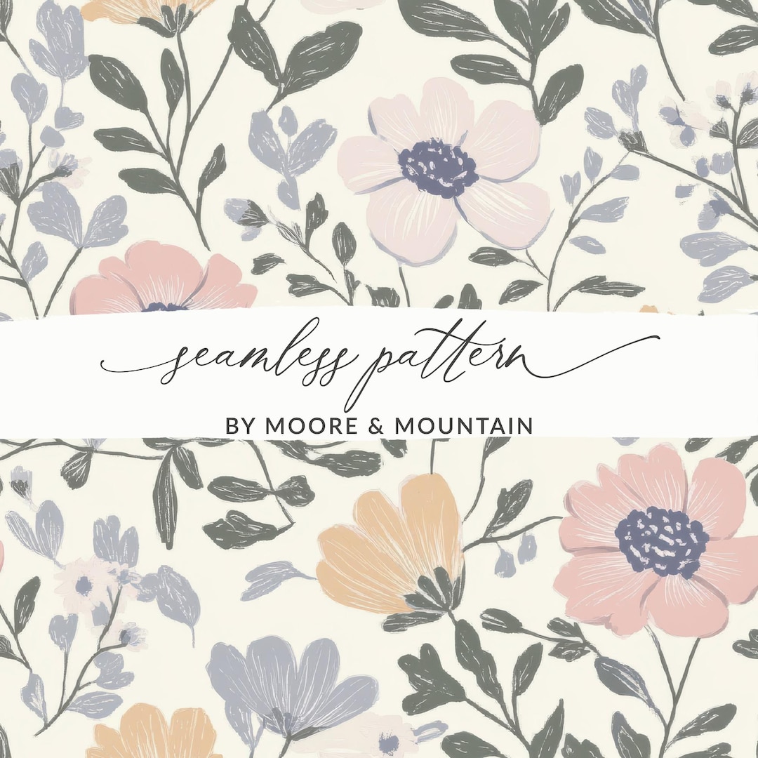 Floral Digital Seamless Pattern, Pastel Flower Digital Paper, Blush ...