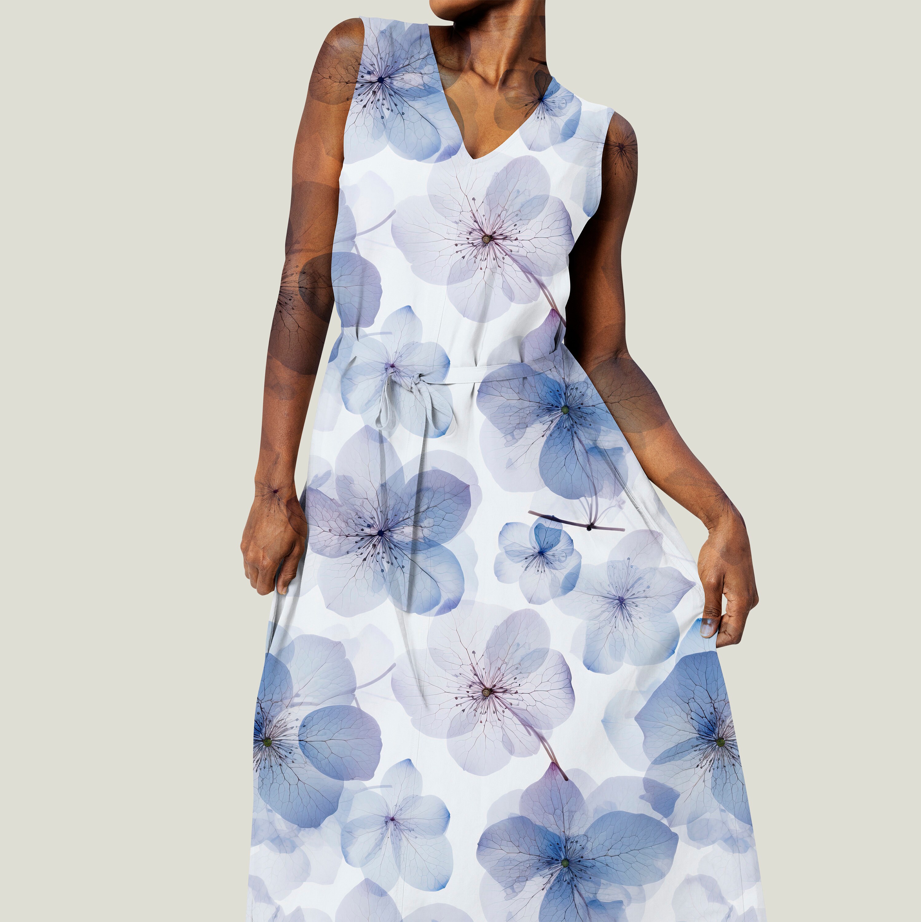 Seamless Blue Floral Pattern Blue Pressed Flower Pattern. - Etsy