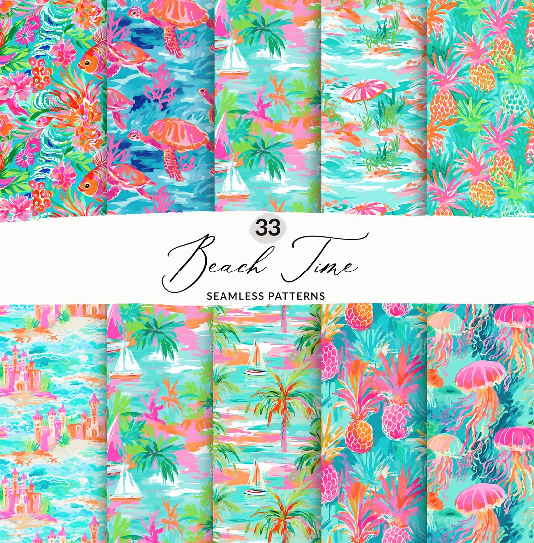 Beachy Seamless Patterns, Seamless Beachy Designs Summer Patterns ...