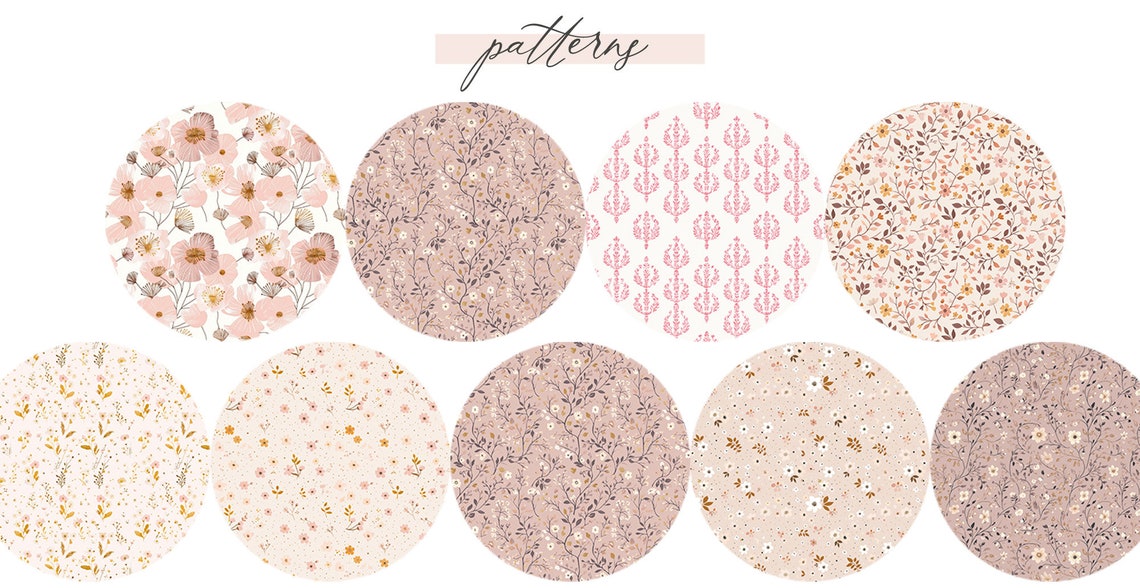 30 Boho Pink Floral Patterns Dusty Pink Flower Backgrounds Tiling Boho ...