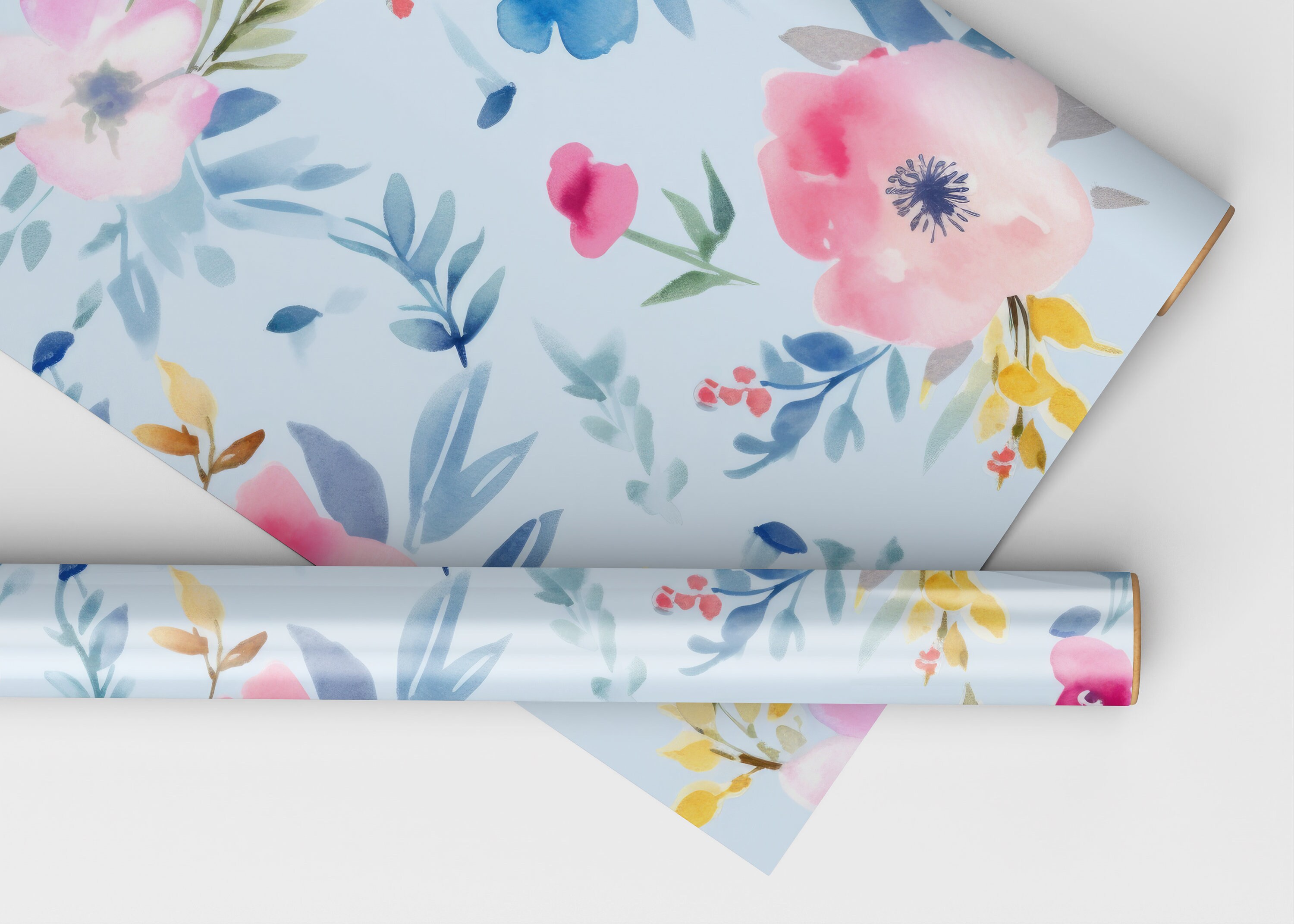 Light Blue Watercolor Flowers Background, Seamless Light Blue Floral ...