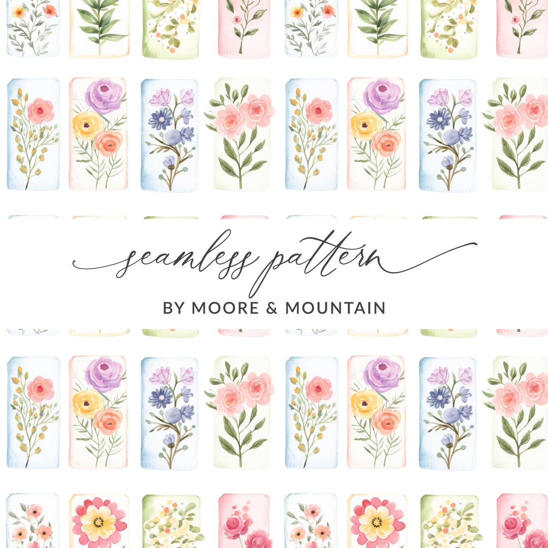 Seamless Bookmark Pattern, Floral Bookmark Background, Bookmark Digital ...