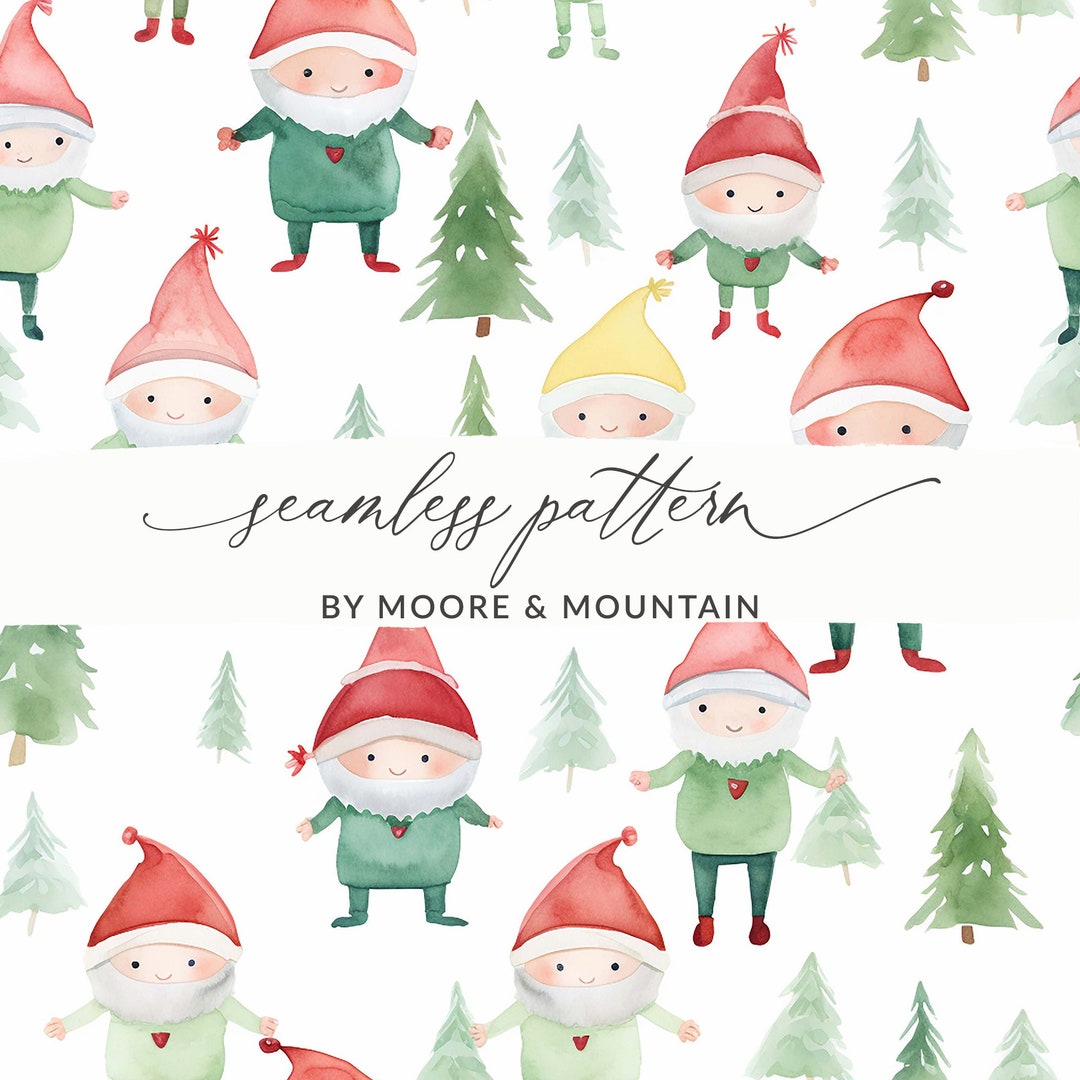 Elf Seamless Elf Pattern, Watercolor Elf Digital Paper, Seamless Elf ...