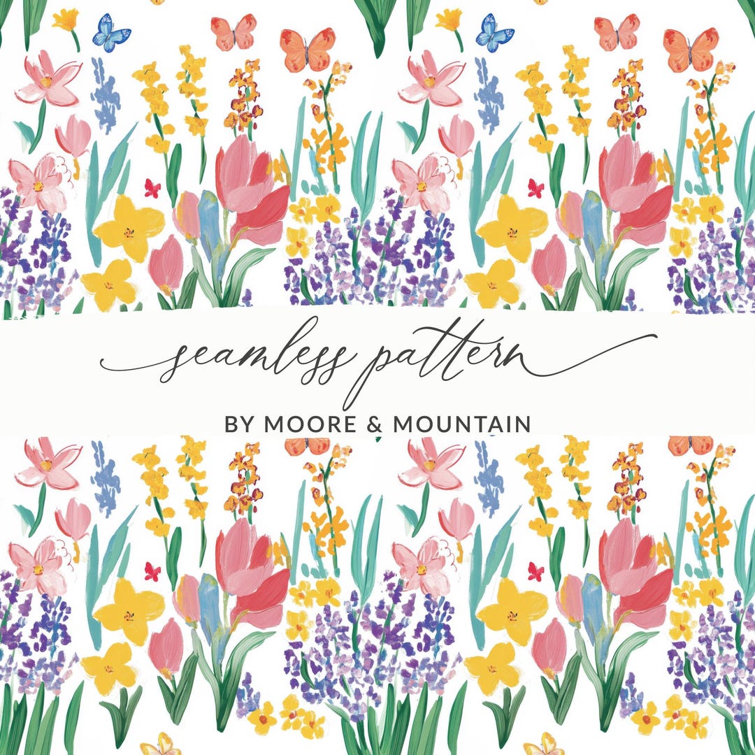 Floral Butterfly Digital Paper, Seamless Flower Pattern, Watercolor ...