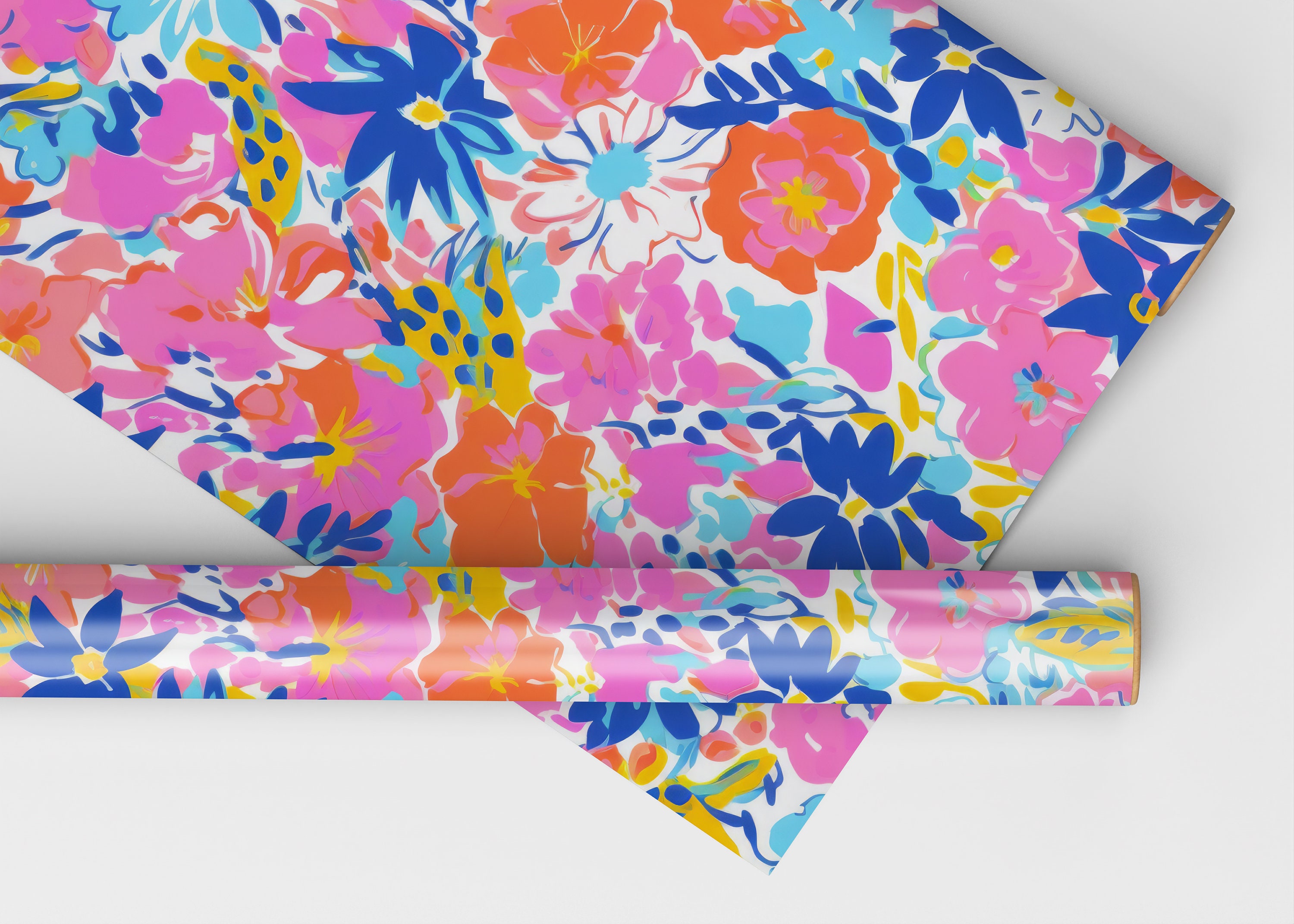 Bright Blue Floral Background, Repeating Preppy Flowers Pattern, Summer ...