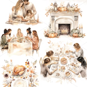 Watercolor Thankful Clipart, Watercolor Feast Clipart, Thanksgiving ...