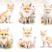 Watercolor Fox Clipart, Boho Fox Clipart With Flowers, Baby Fox Clipart ...