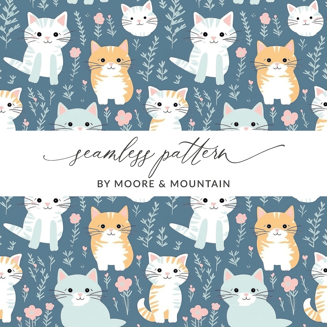 Seamless Kitty Repeating Background Pattern Seamless Cats Background ...