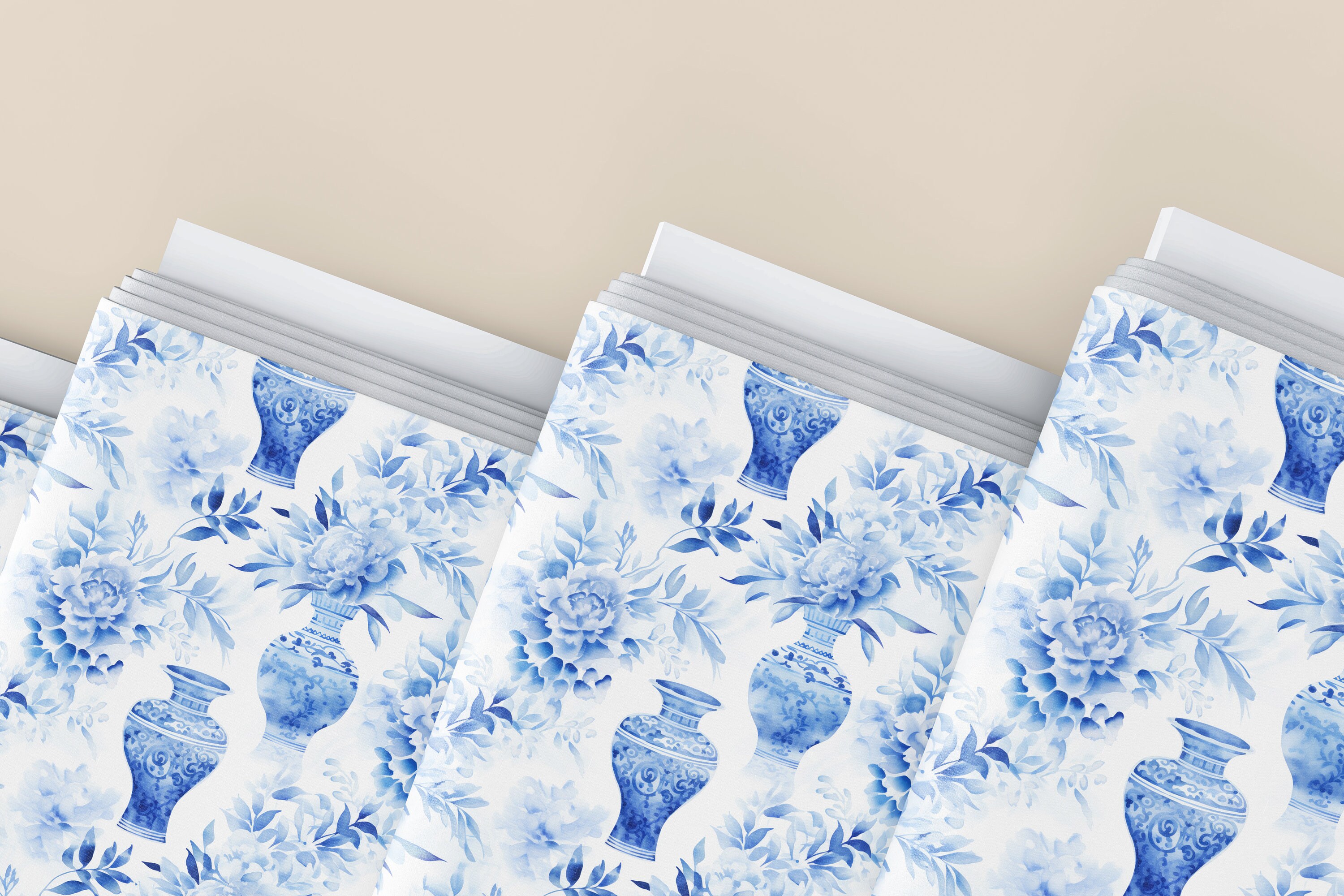 Traditional Chinoiserie Blue Pattern, Seamless Chinoiserie Vase Pattern ...