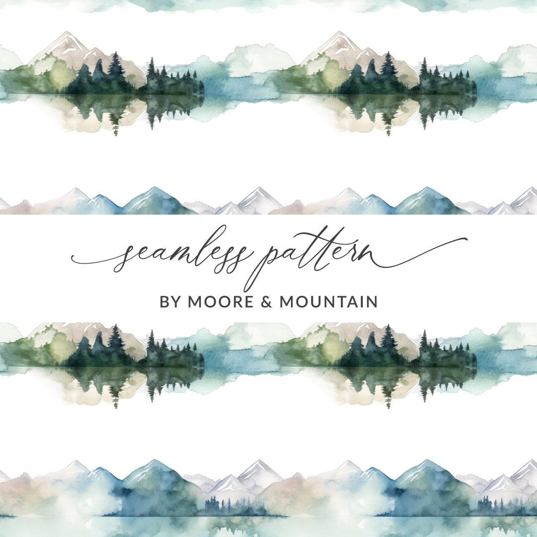 Seamless Mountain Pattern Watercolor Mountains Seamless Background ...