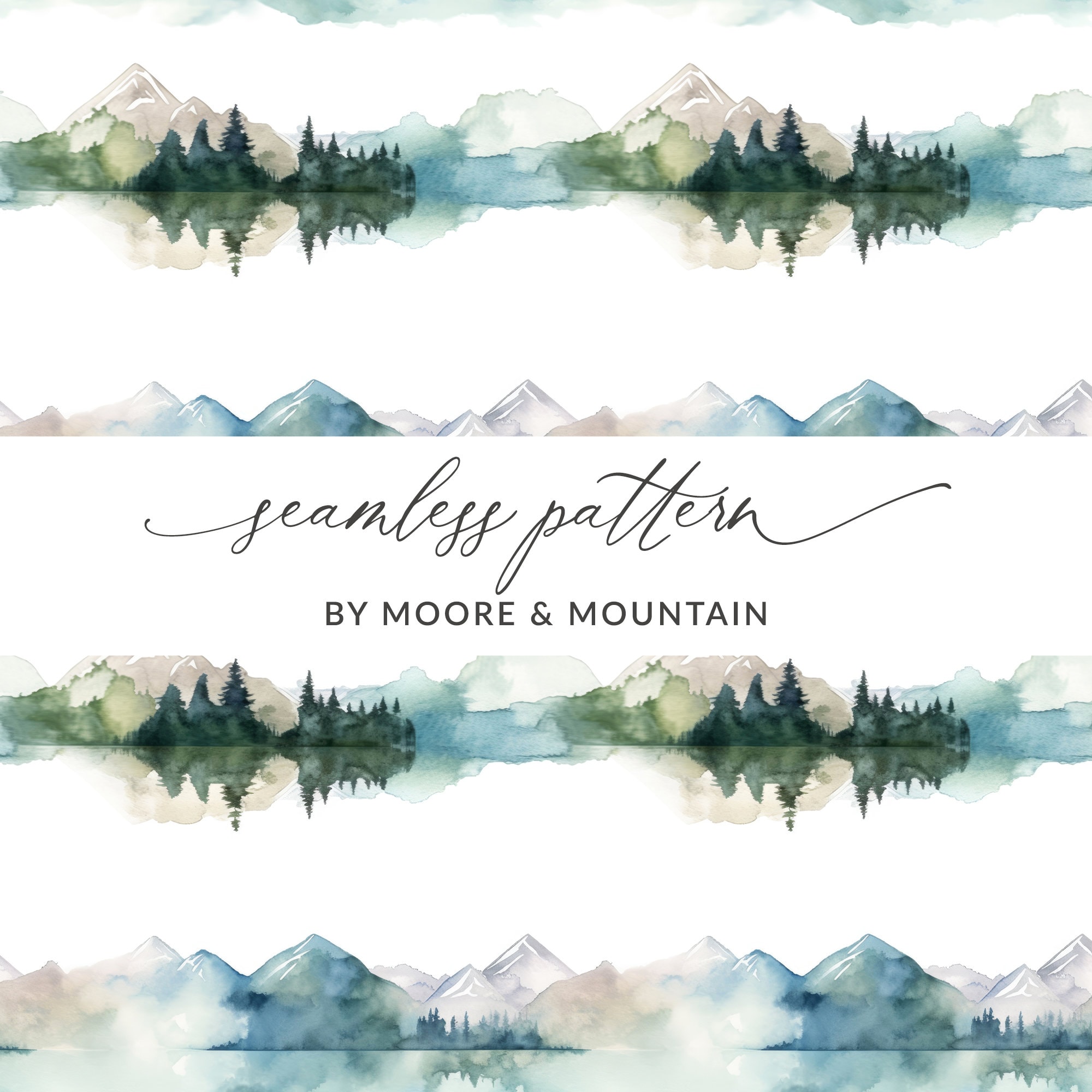Seamless Mountain Pattern Watercolor Mountains Seamless Background ...