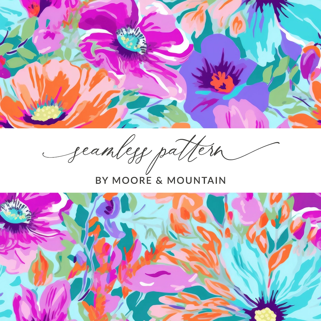 Hibiscus Seamless Preppy Pattern, Pink and Purple Seamless Blooms ...