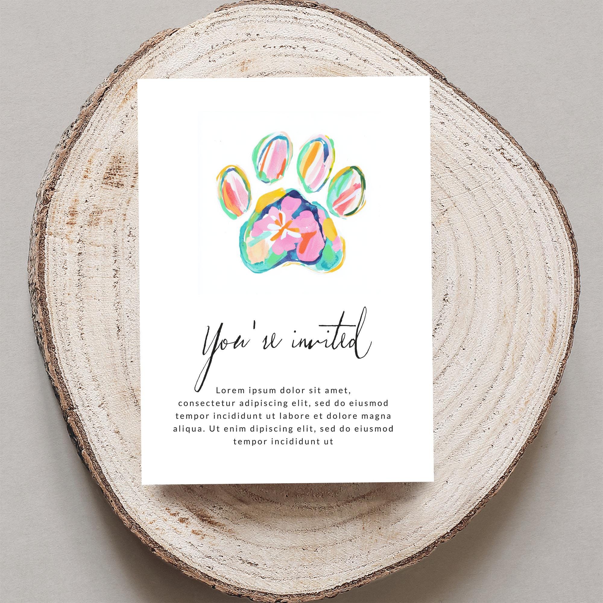 Preppy Dog Paw Print Watercolor, Floral Paw Print Art, Digital Download ...