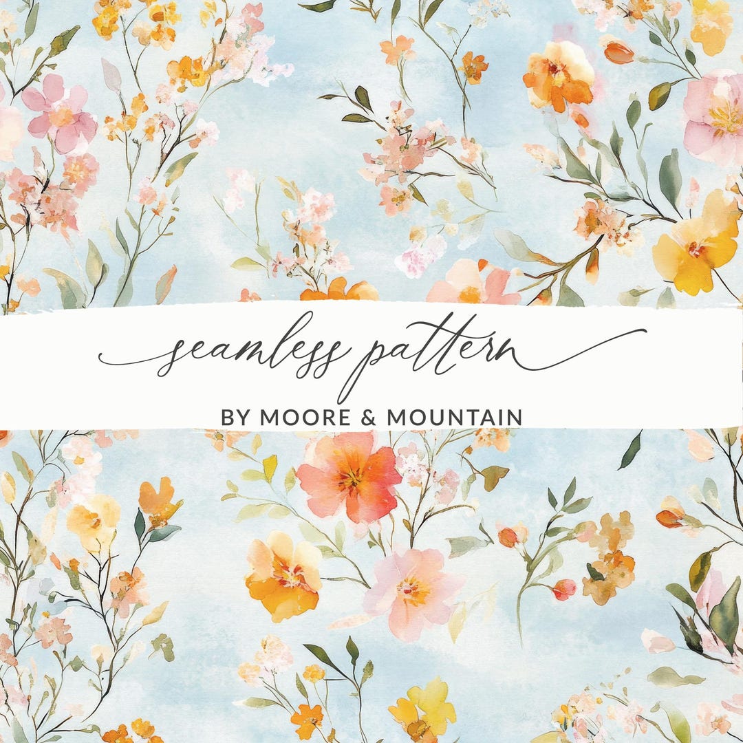 Light Blue Bright Spring Background Pattern Modern Spring Floral ...