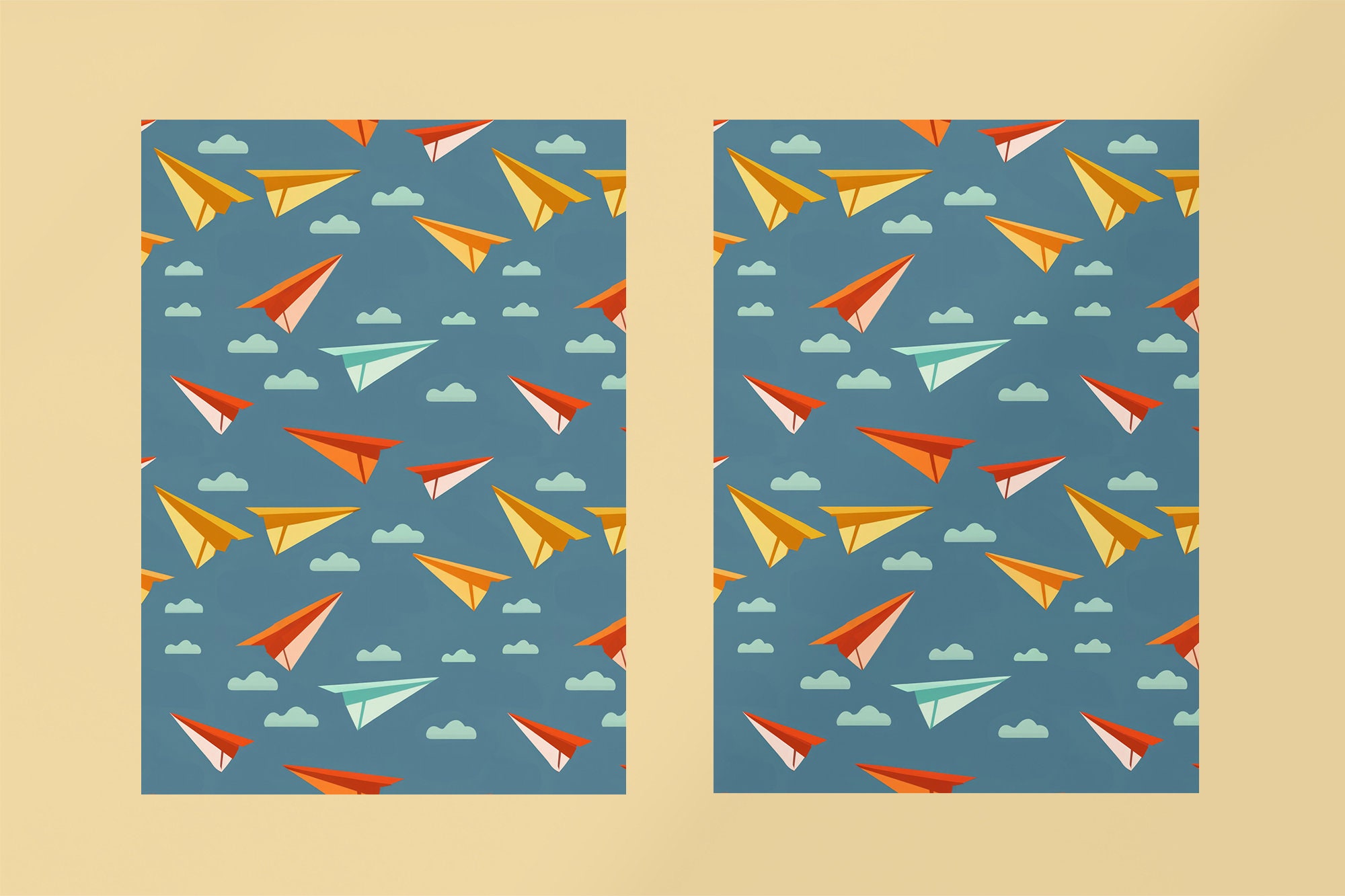 Seamless Paper Airplane Pattern, Paper Airplane Digital Paper Pattern ...